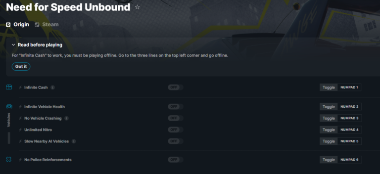 Need for Speed Unbound - Cheats, Trainers, Codes - Games Manuals